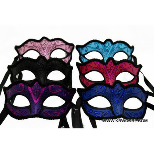 Vibrant Lace Trim Glitter Swirl Accent Masquerade Mask | Venetian and ...