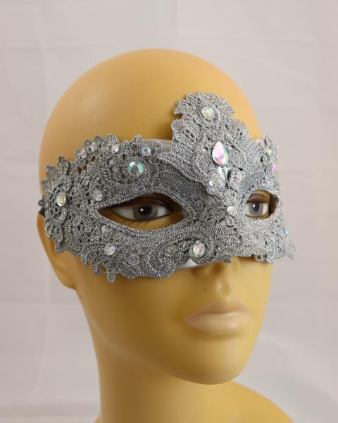 Elegant Lace and Gem Mask Silver | Masquerade | Costume And Theatrical ...