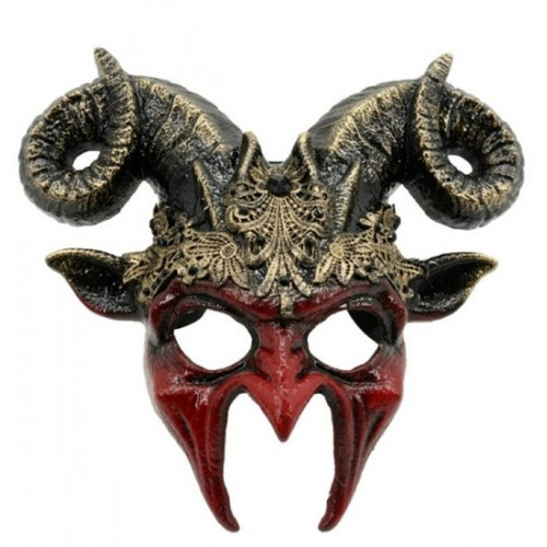 Voodoo Devil Mask with Gold Lace | Masquerade | Accessories - The ...