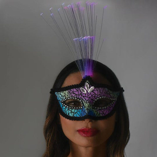 Fiber Optic Geometric Patterned Light Up Mask | Masquerade ...