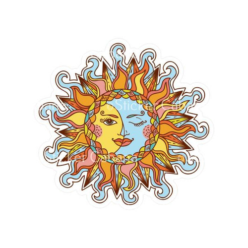 Winky Face Yellow And Blue Sun Vibe | Sticker Cabana | Vinyl Stickers ...