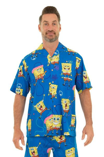Blue Spongebob Squarepants Hawaiian Shirt | Hawaiian | Costume Pieces ...