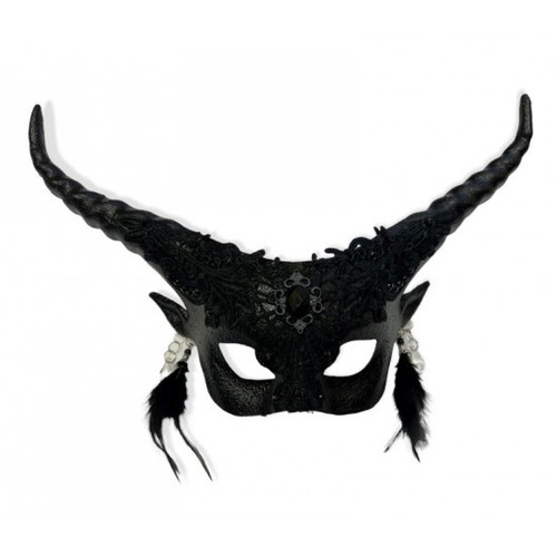 Black Lace Rhinestone Faun Voodoo Masquerade Mask | Venetian and ...
