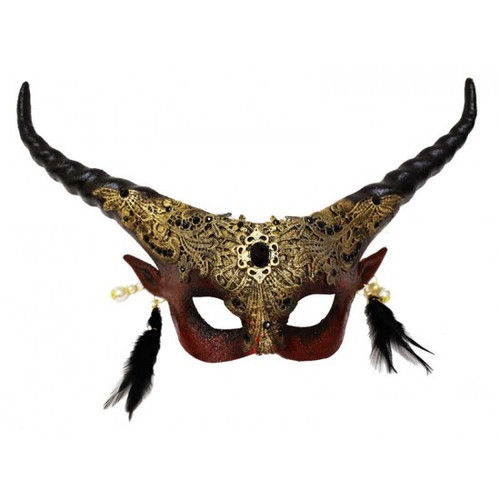Red Lace Rhinestone Faun Voodoo Masquerade Mask | Venetian and ...