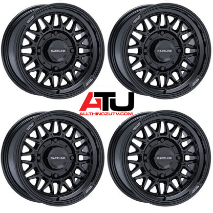 Raceline Omega 15x10 Wide Wheels Gloss Black Polaris RZR 1000 XP/Ranger ...