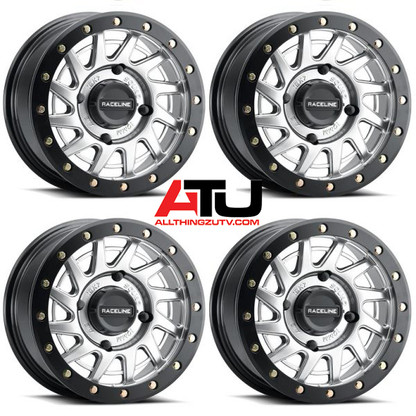 Raceline Squad Beadlock 15" Wheels/Rims Silver +10mm Polaris RZR 1000 ...