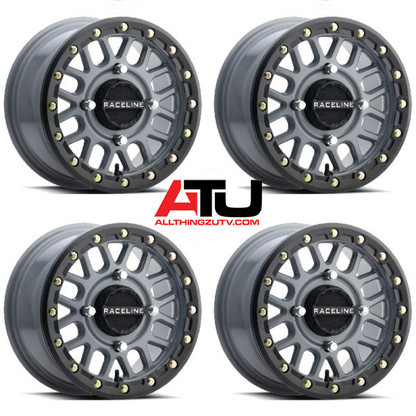 Raceline Podium Beadlock UTV Wheels/Rims Grey 15" Polaris RZR 1000 XP ...