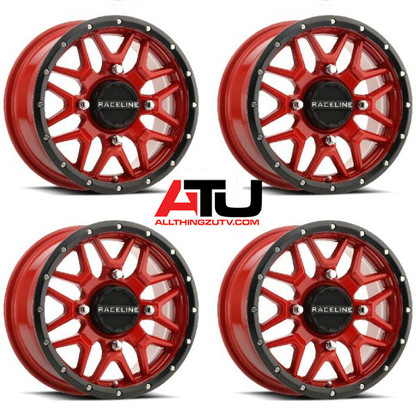 Raceline Krank 15" UTV Wheels/Rims Red Polaris RZR 1000 XP / Ranger XP ...