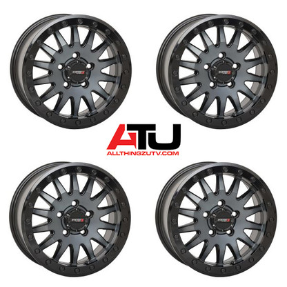System 3 SB-8 Beadlock 15x10 Wide Wheels Matte Grey Polaris RZR Turbo R ...