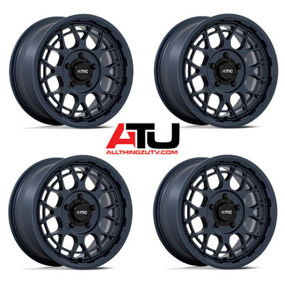 KMC Technic 15" Wheels Metallic Blue Polaris RZR Turbo R & Pro R Ranger ...