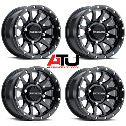 Raceline Trophy ATV Wheels/Rims Black 14" Honda Rincon Yamaha Rhino ...
