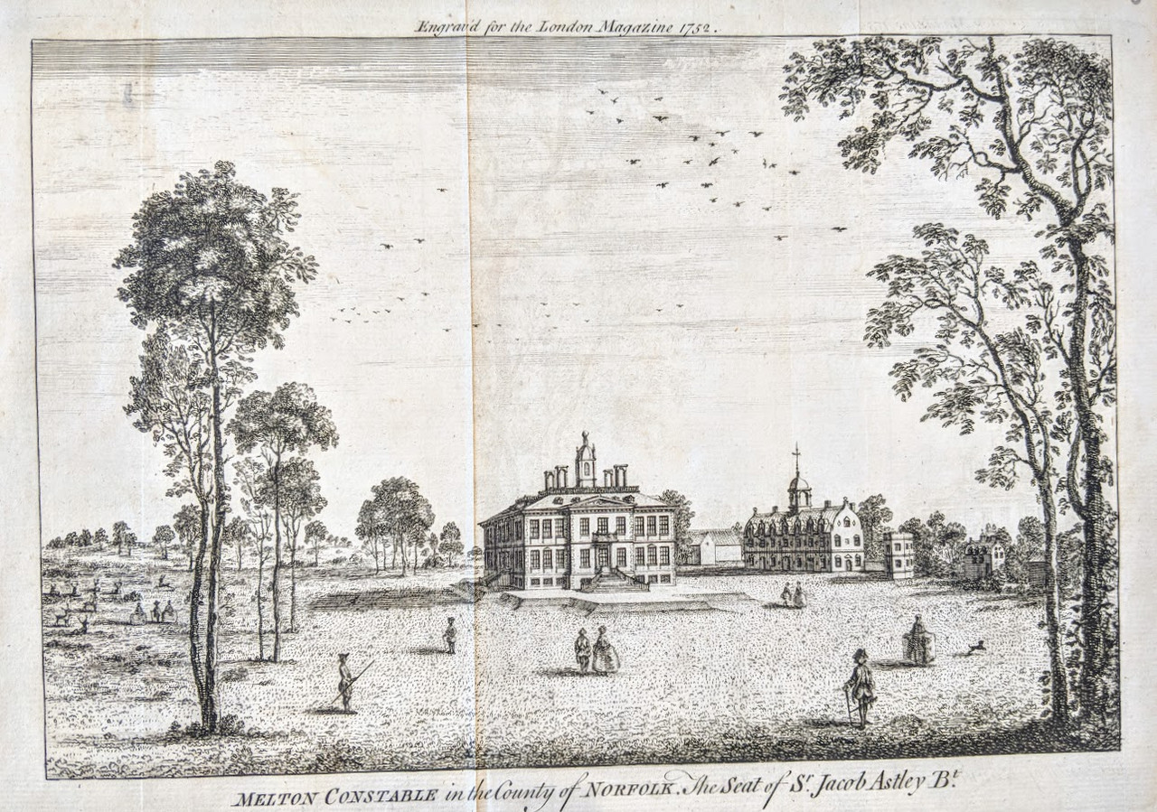NOW SOLD - Antique Print, 1752 - MELTON CONSTABLE, NORFOLK - Fine Line ...