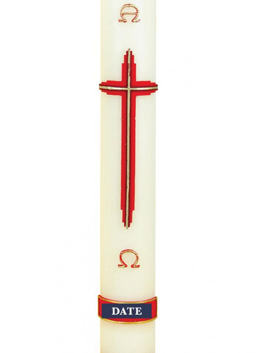 Simple red and gold cross design Suitable for 2"-2 1/4" candles - Clive ...