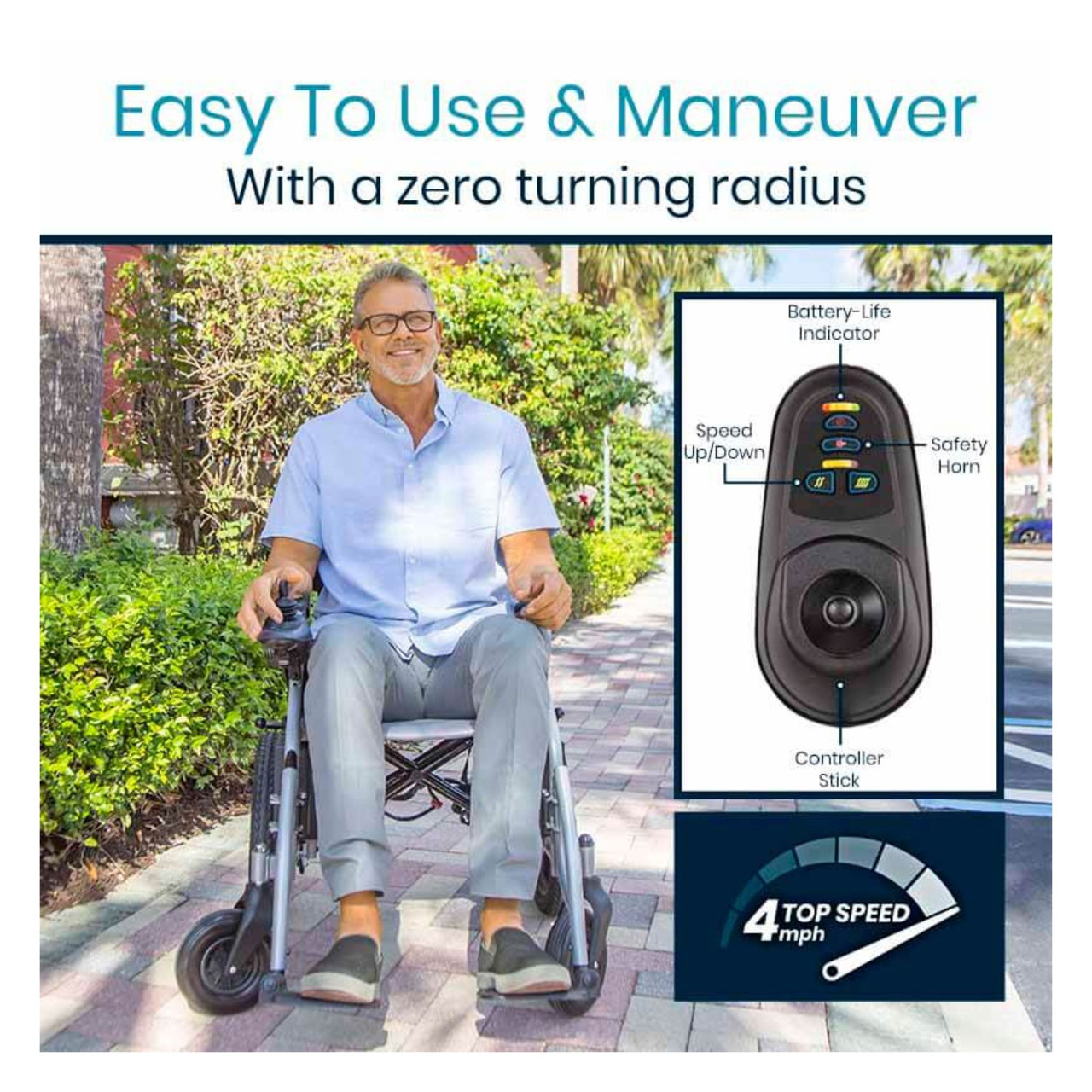 Vive Health Compact Folding Power Wheelchair