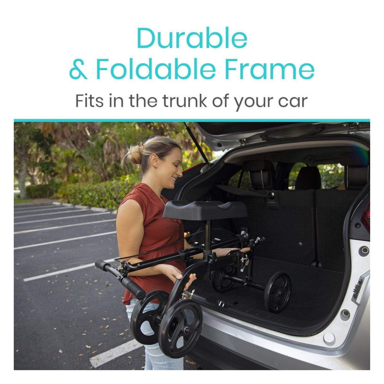 Vive Foldable Knee Walker w/ Removable Storage Bag