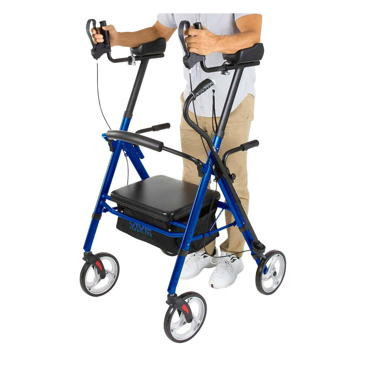 Vive Heavy-Duty Upright Rollator Walker, Tall | Walking Aids