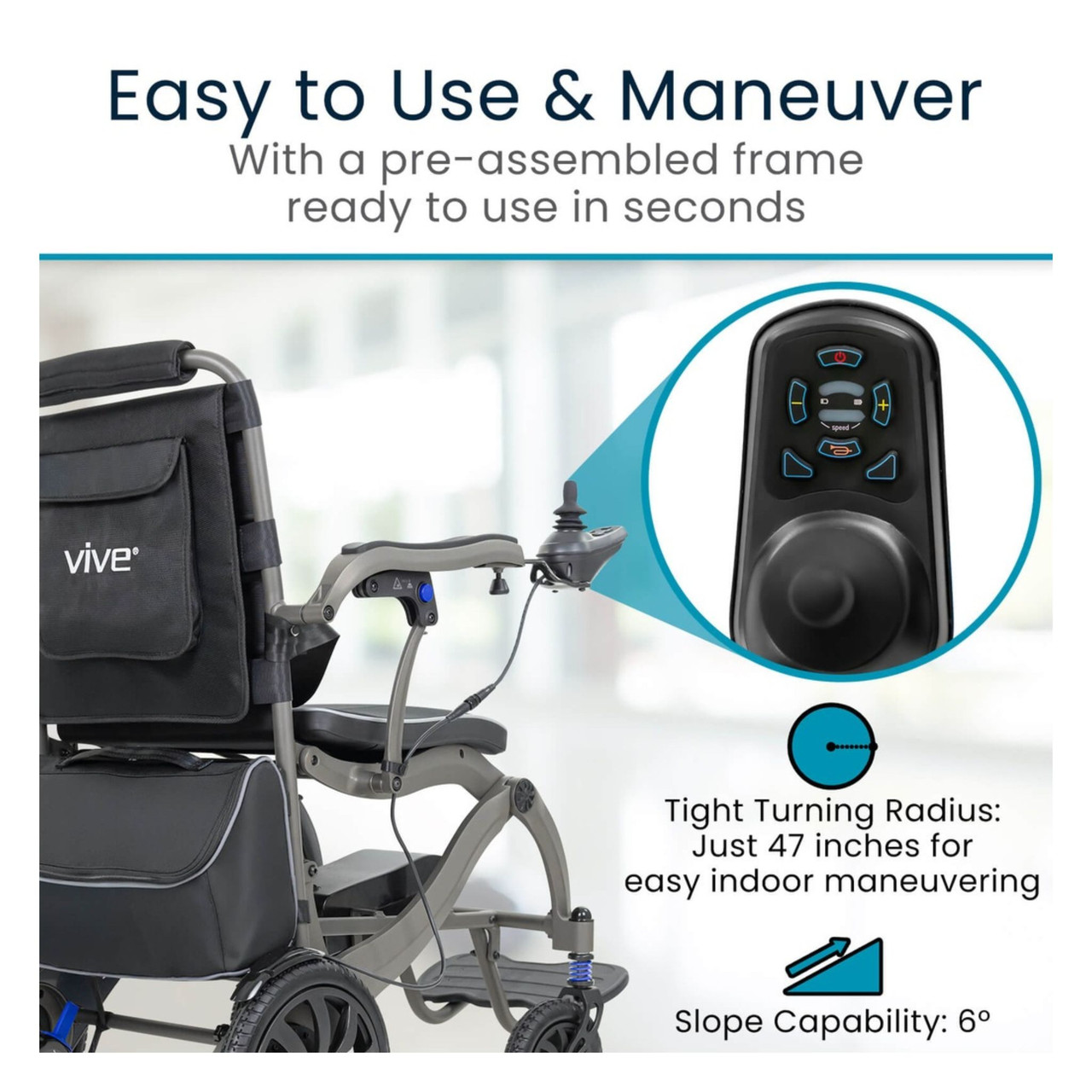 Vive Health Air Frame Foldable Power Wheelchair