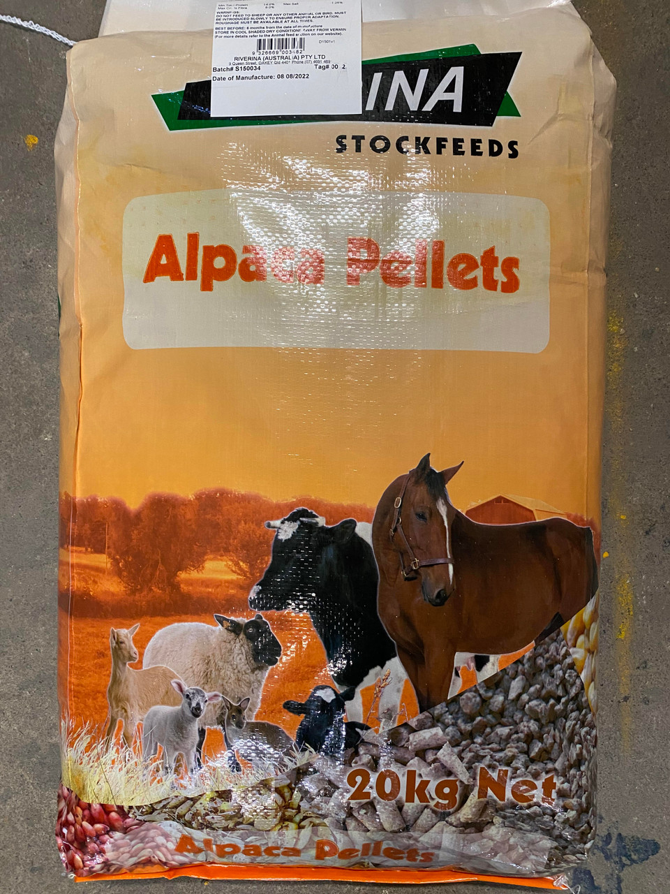 Riverina Alpaca Pellets 20Kg - Mooey's Pty Ltd