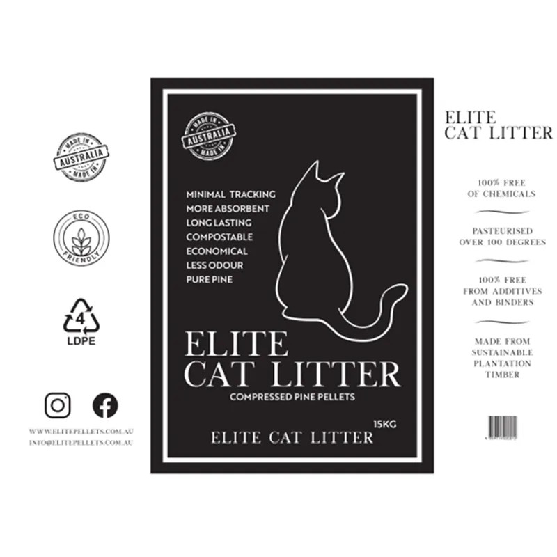 Elite Pelletized Pine Cat Litter 15Kg - Mooey's Pty Ltd