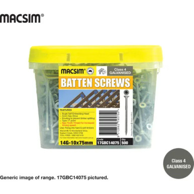 75mm Gal. Batten Screw (Class 3) 500 - Bucket - Mooey's Pty Ltd