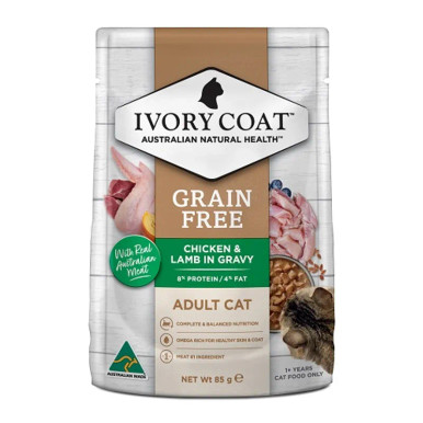 Ivory Coat Cat Wet Adult Chicken & Lamb in Gravy 85g x 12 Box - Mooey's ...