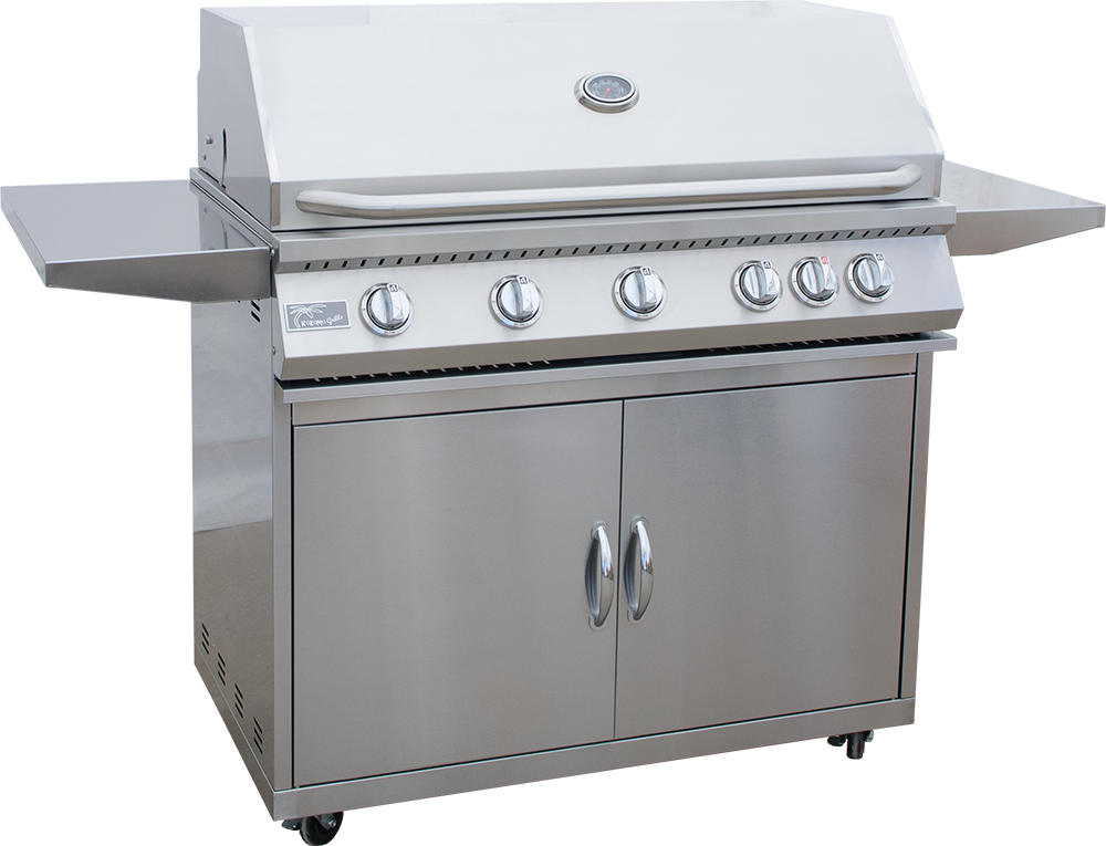 Broilmaster 34" Stainless Steel Grill On Cart With Lights And Rear Burner