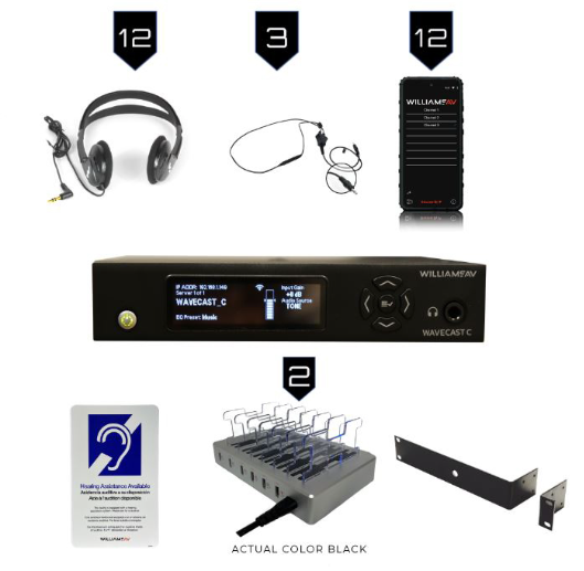 Williams Sound WF SYS3C WaveCAST System with 12 WAV Pro Wi-Fi Receivers ...