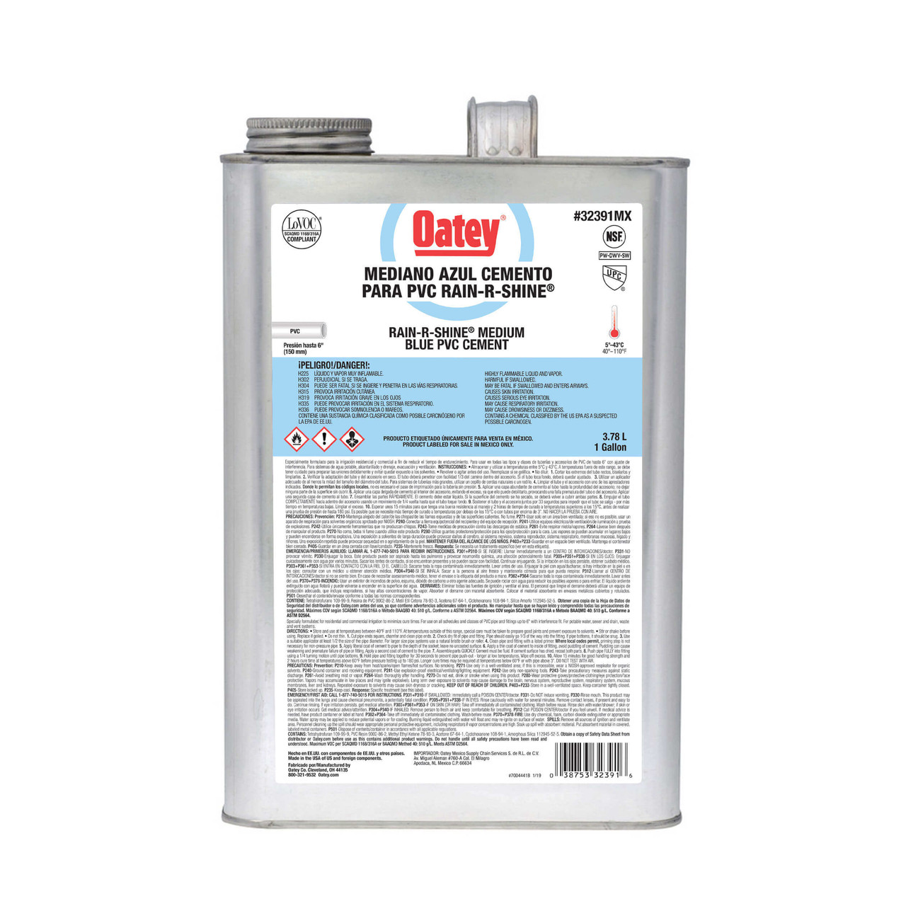 Cemento mediano azul para PVC Rain-R-Shine - OATEY
