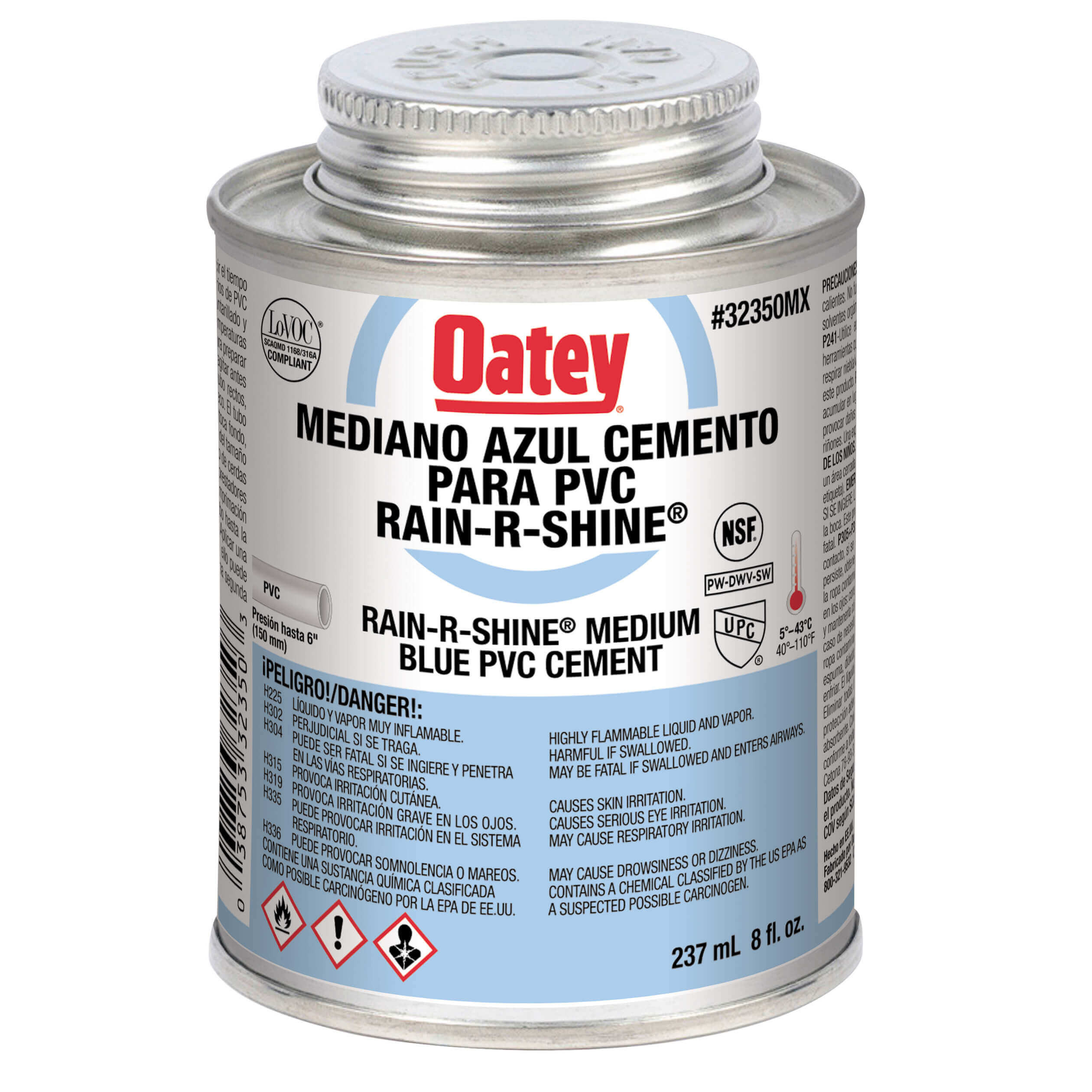 Cemento mediano azul para PVC Rain-R-Shine - OATEY