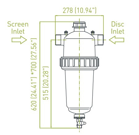 Amiad In Line Super Long Plastic Filter 2"