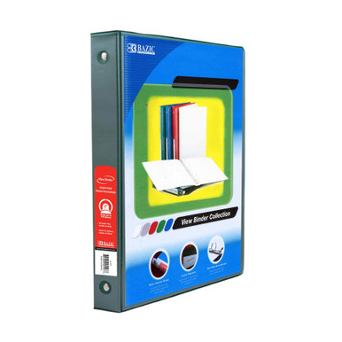 1" Green 3-Ring View Binder w/ 2-Pockets
