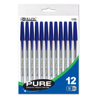 Pure Blue Color Stick Pen (12/Pack)