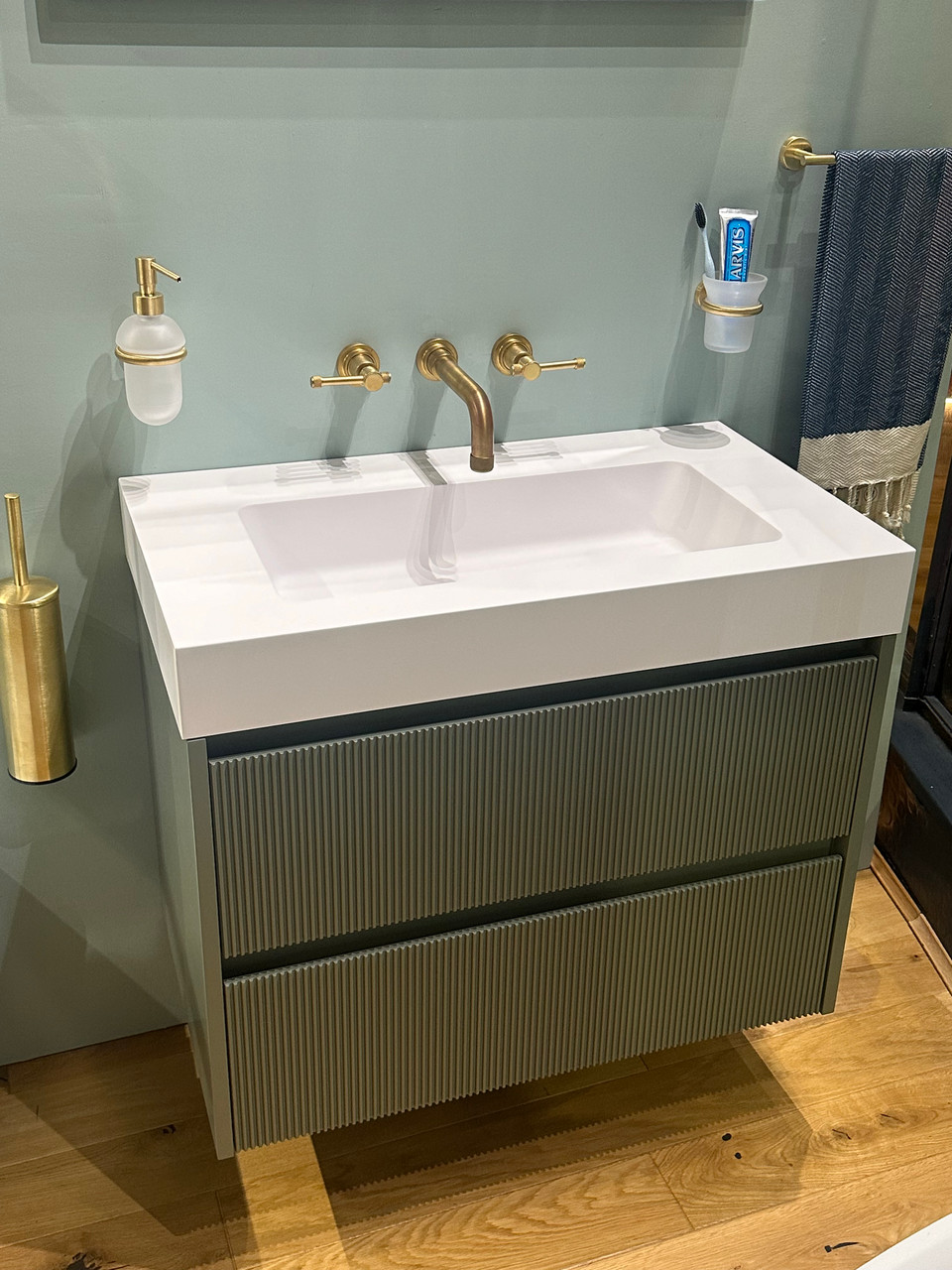 Astonian Lago double drawer vanity unit with basin 805x461mm - colour ...