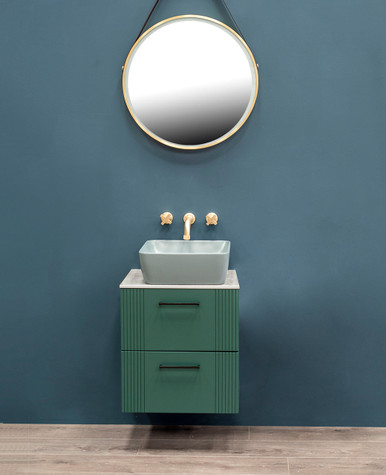 Nouveau 60cm dark emerald wall hung vanity unit, concrete effect ...