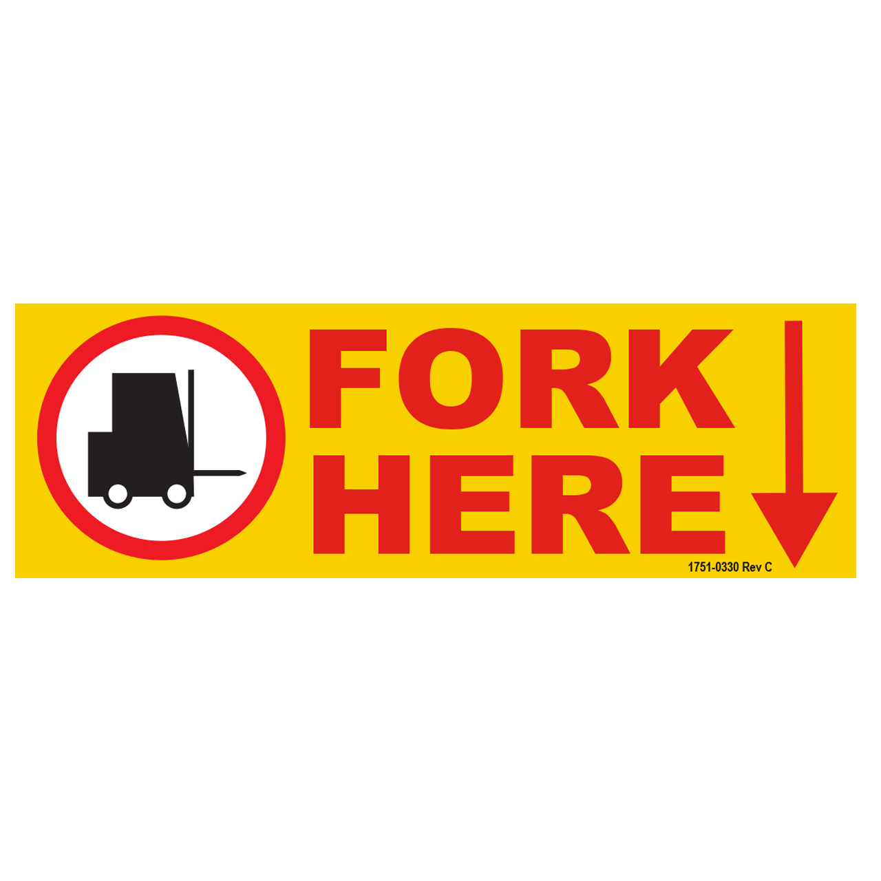 DECAL, "FORK HERE" - Systems Loading Dock Parts