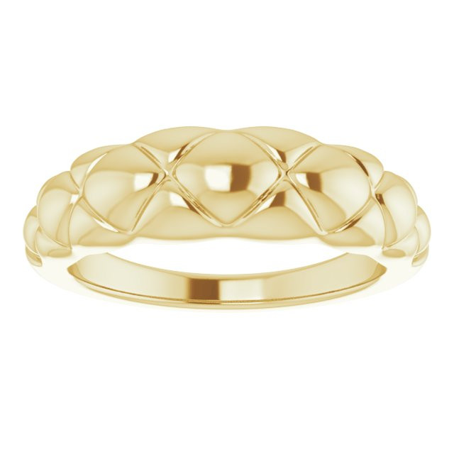 14K Yellow Gold Quilted Dome Ring - Gracious Rose Jewelry