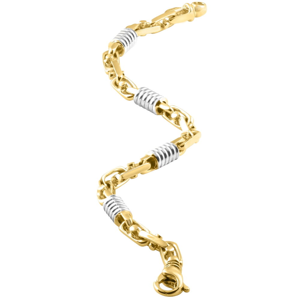 18k Handcrafted 5.5mm Bolt and Spring Link Chain - Gracious Rose Jewelry
