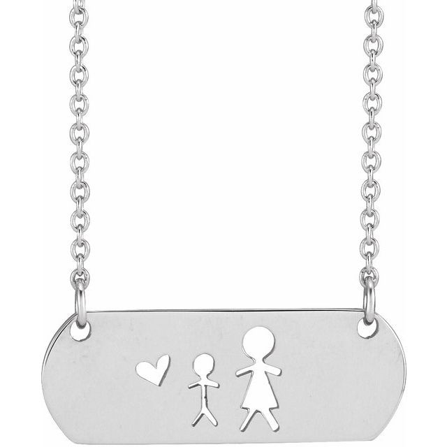 14K White Gold Mother & Son Stick Figure Family Necklace - Gracious ...