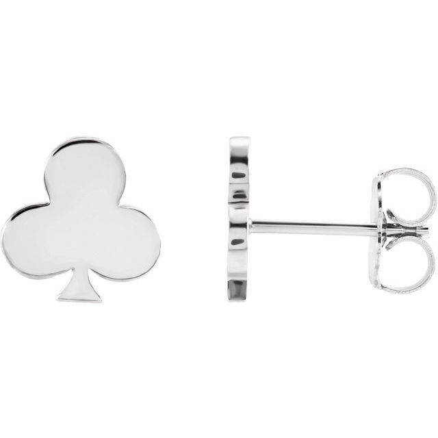 14K White Gold Club Earrings - Gracious Rose Jewelry