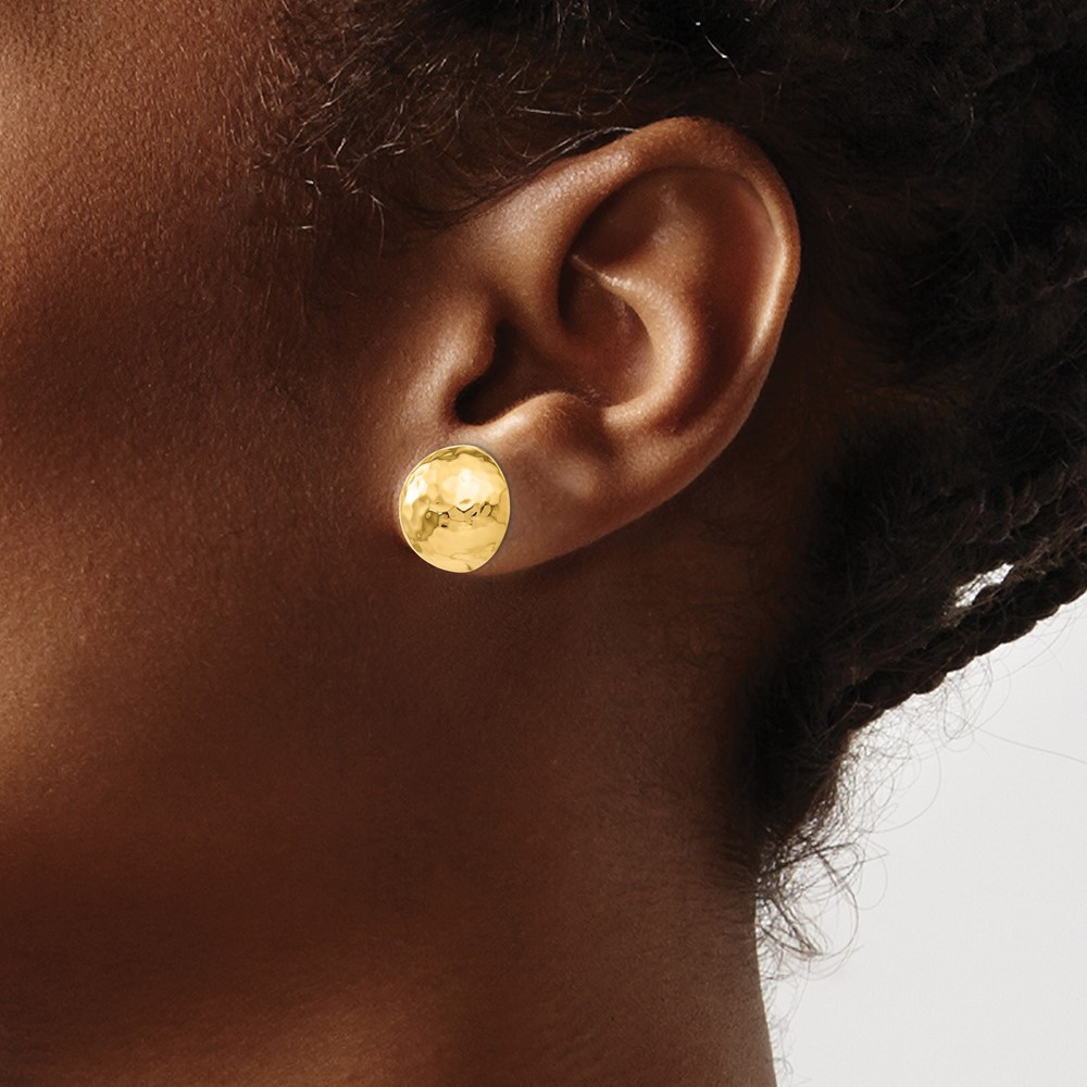 14K Yellow Gold Hammered Half Ball Post Earrings - Gracious Rose Jewelry