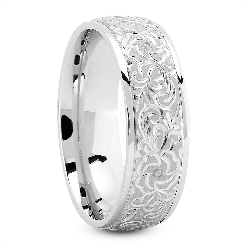 Platinum Fancy Hand Engraved Band - PlatinumOnly