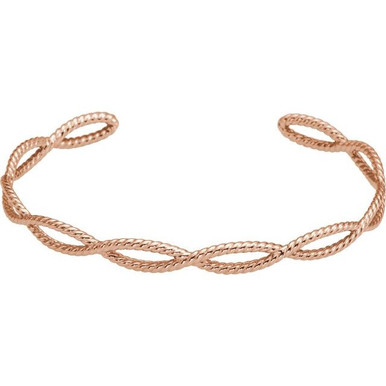 14K Rose Gold Rope Cuff Bracelet - Gracious Rose Jewelry