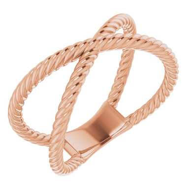 14K Rose Gold Criss-Cross Rope Ring - Gracious Rose Jewelry