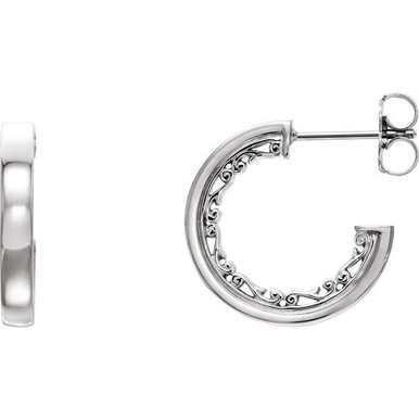 Vintage Inspired Platinum Hoops - PlatinumOnly