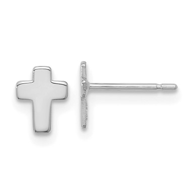 14K White Gold Cross Post Earrings - Gracious Rose Jewelry