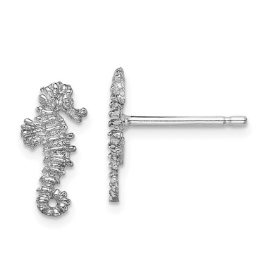 14K White Gold Mini Seahorse Post Earrings - Gracious Rose Jewelry