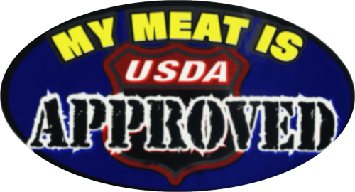 My Meat Is USDA Approved - 3 1/2" X 2 1/2" - Sticker - Blacklight.com