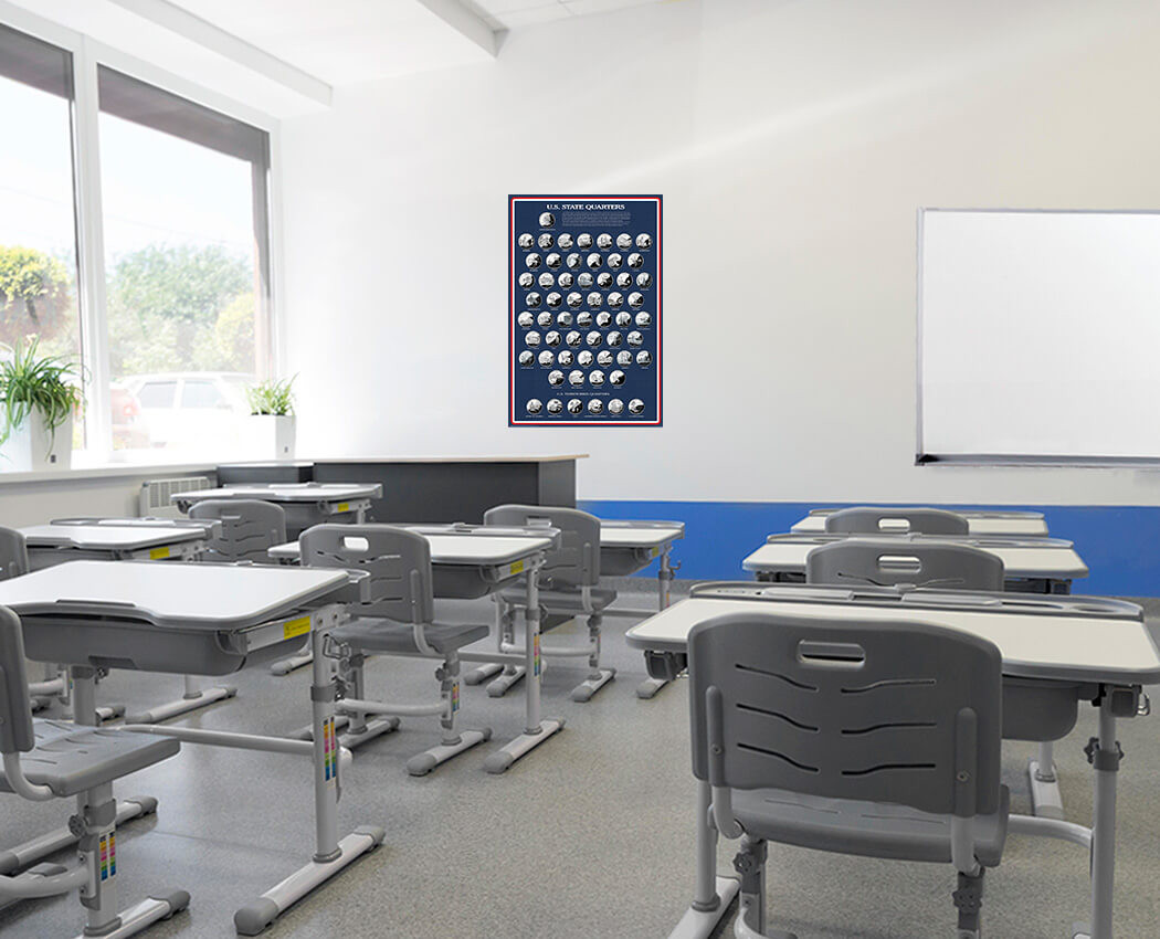 US State Quarters Educational Poster 24x36 - Blacklight.com