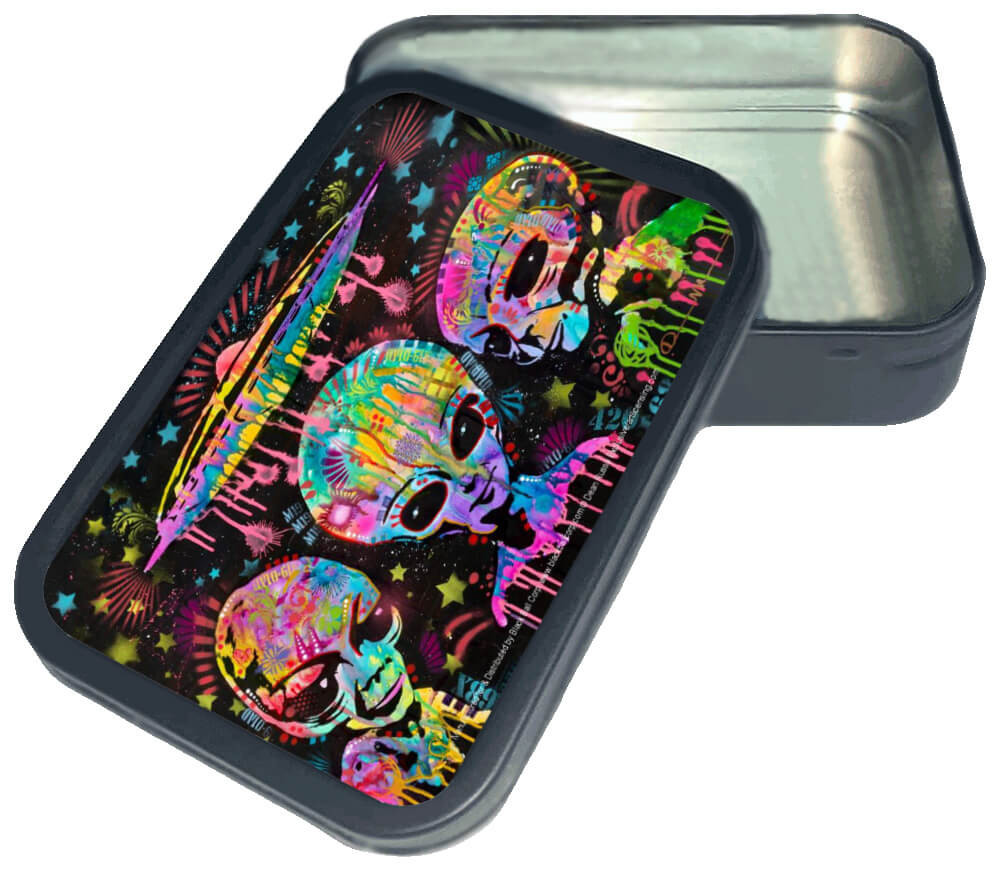 Stash Tins - Aliens by Dean Russo Storage Container 4.37" L x 3.5" W x 1" H