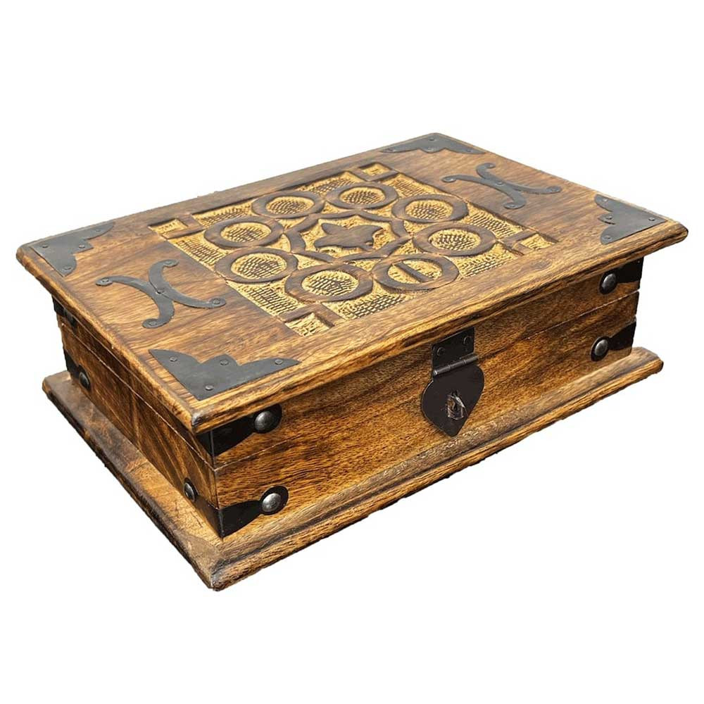 Antique Style Mango Wood Book Type Box - Blacklight.com